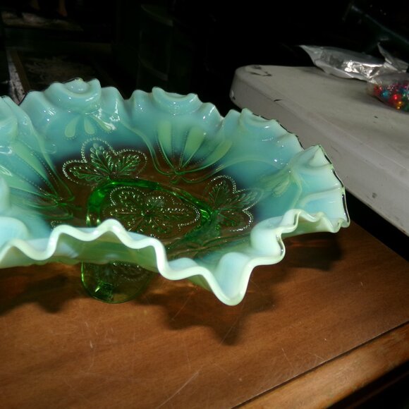 None | Accents | Vintage Opalescent Glass Fancy Bowl | Poshmark
